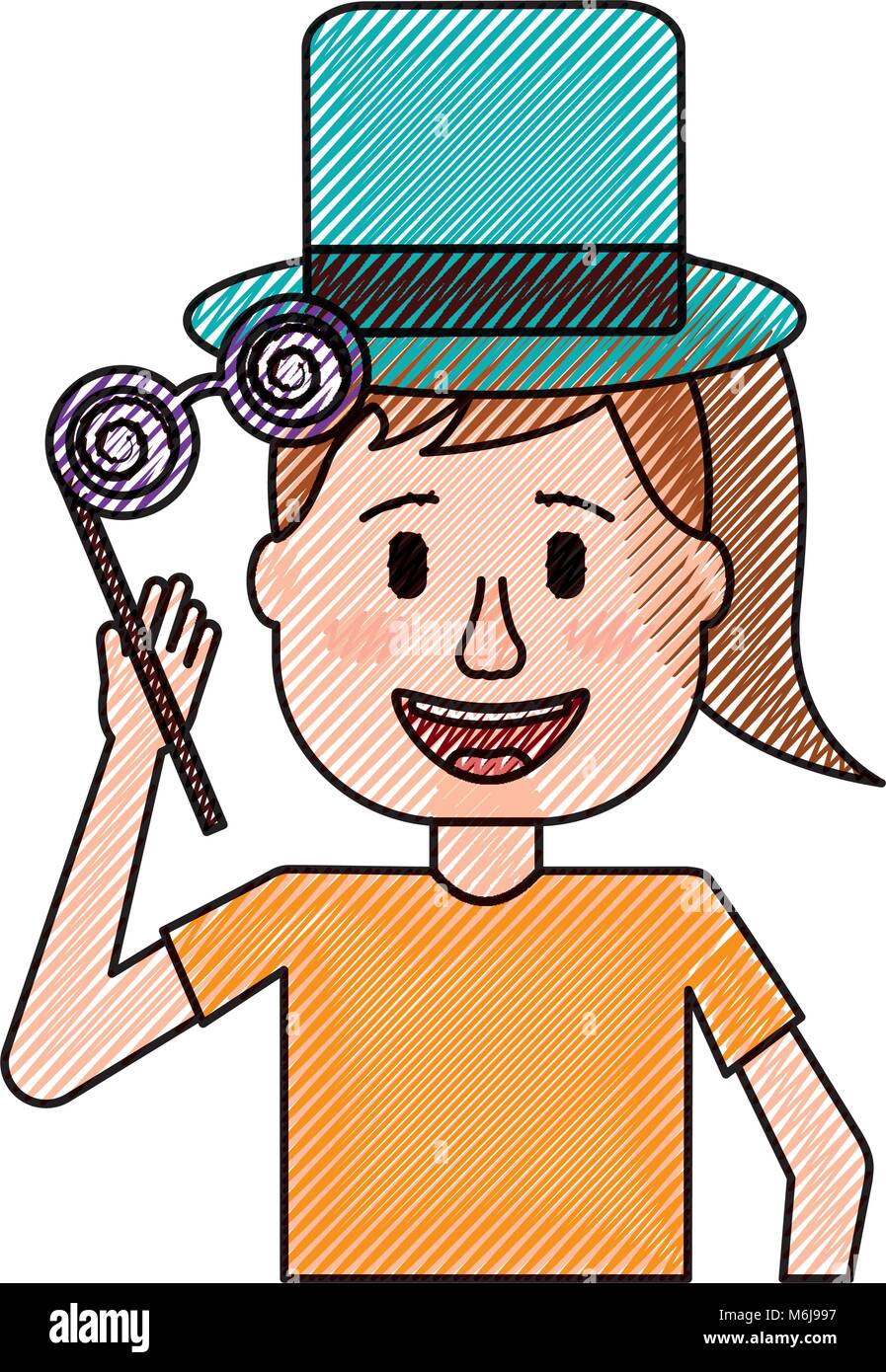Funny Smile Woman With Silly Glasses And Hat Stock Vector Image And Art Alamy
