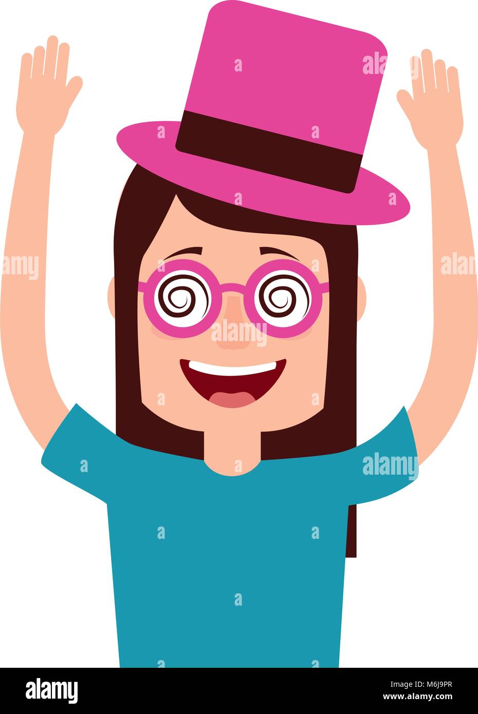 Funny Smile Woman With Silly Glasses And Hat Stock Vector Image And Art Alamy