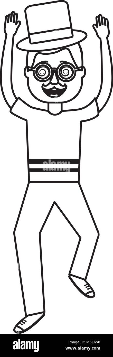 happy man standing wearing mask mustache glasses and hat Stock Vector ...