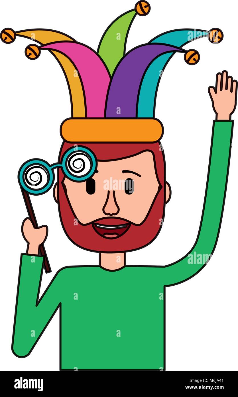 happy man hat and crazy glasses portrait Stock Vector Image & Art - Alamy