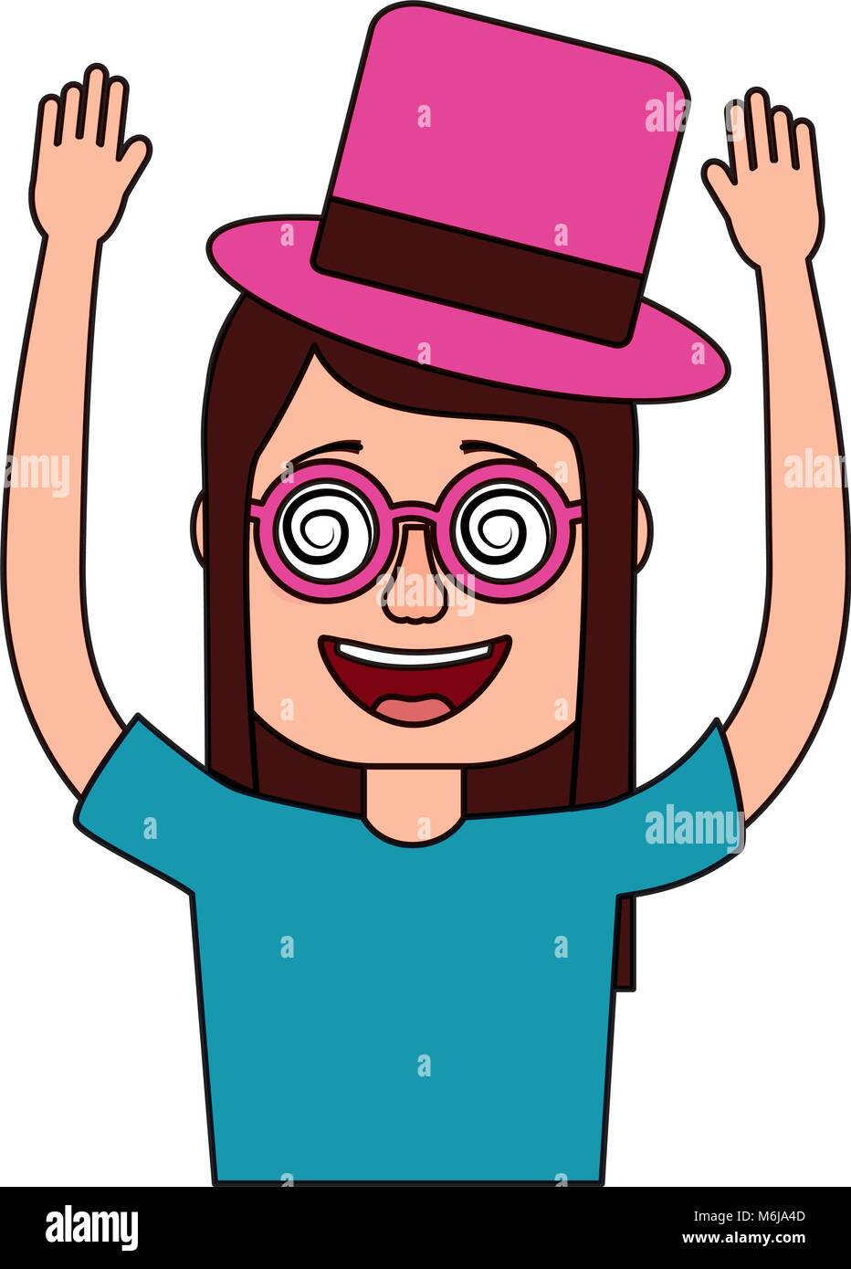 Funny Smile Woman With Silly Glasses And Hat Stock Vector Image And Art Alamy