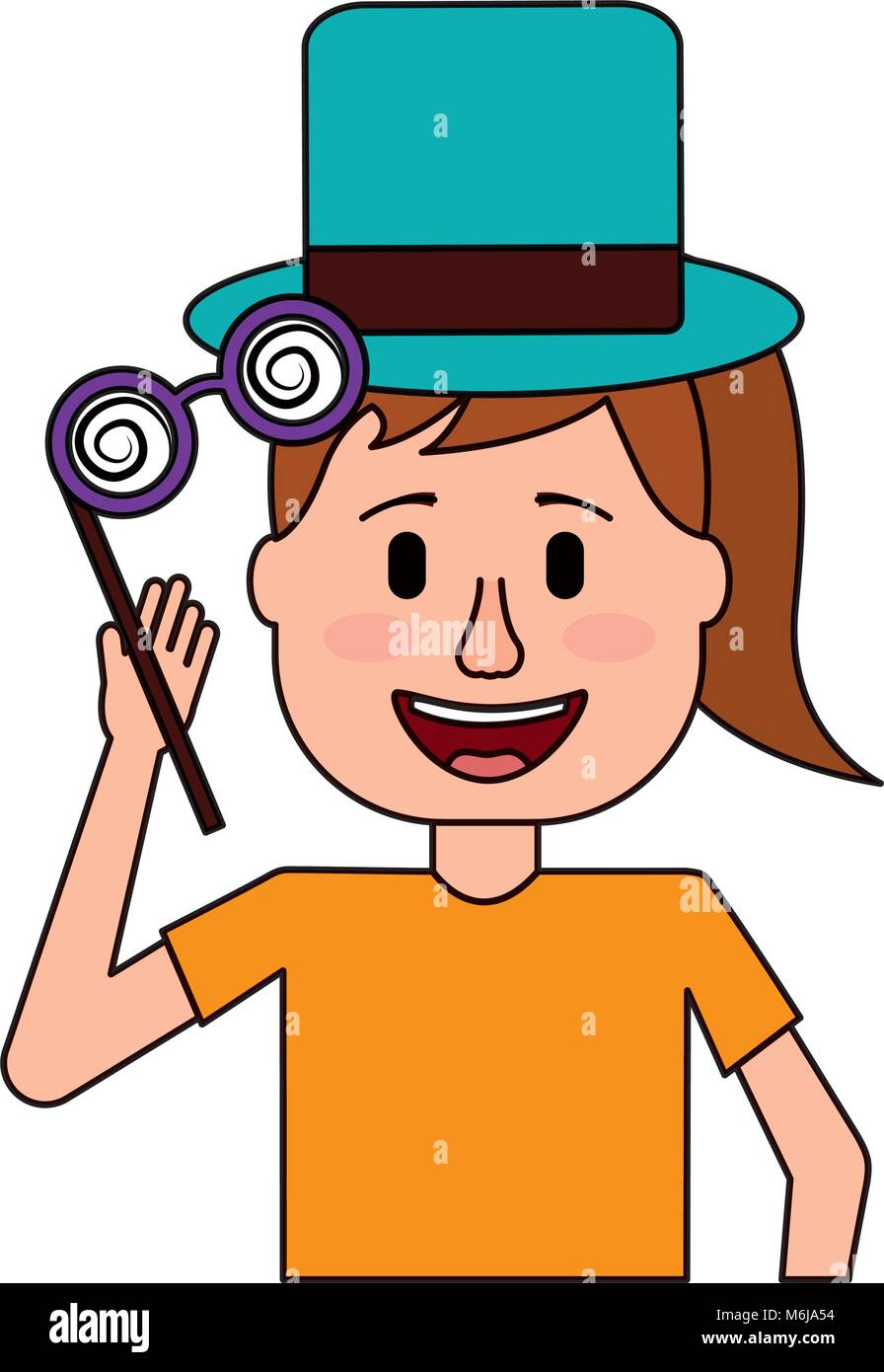 Funny Smile Woman With Silly Glasses And Hat Stock Vector Image And Art Alamy