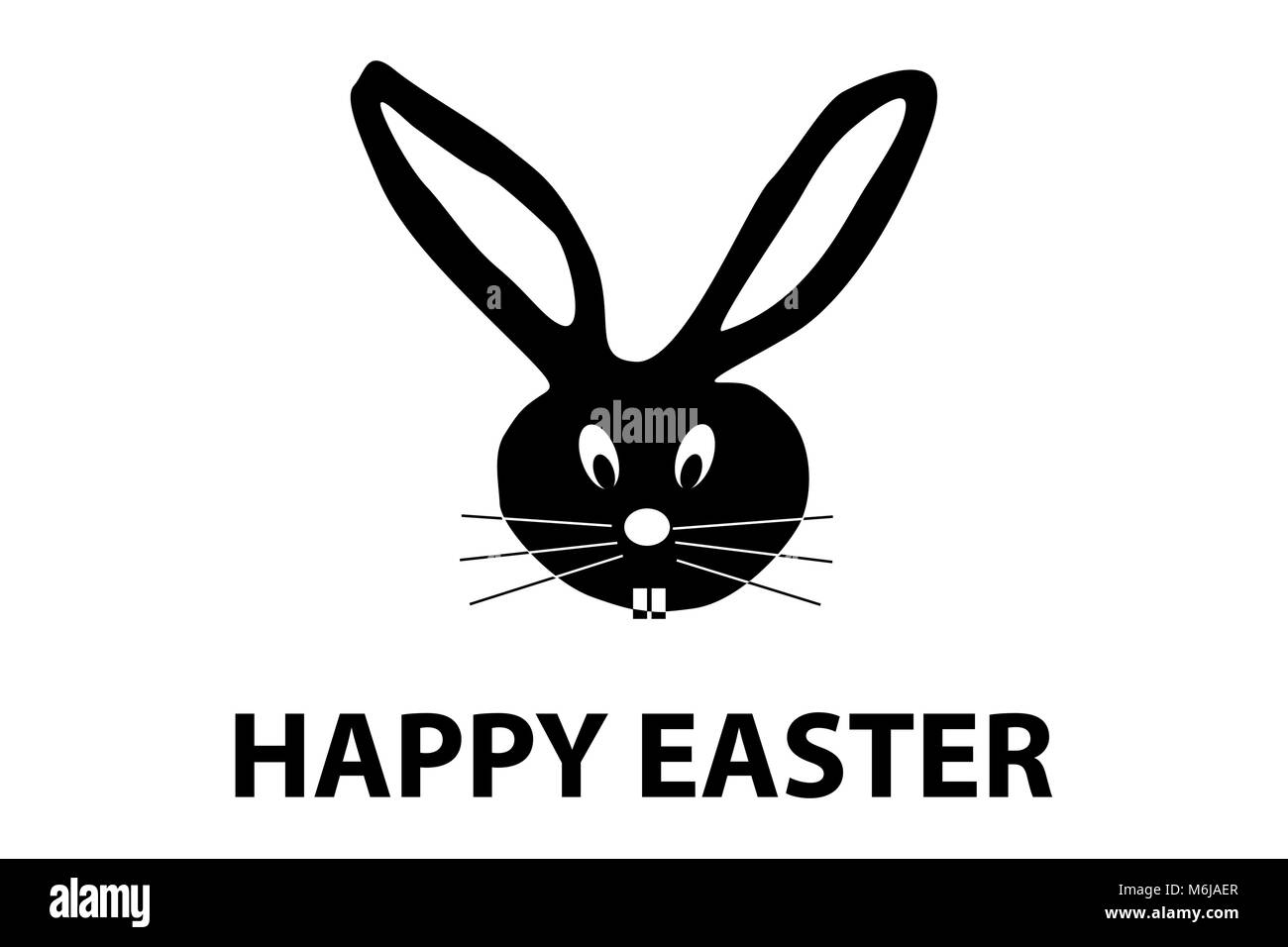 Happy easter -rabbit - head - vector illustration - black and white ...