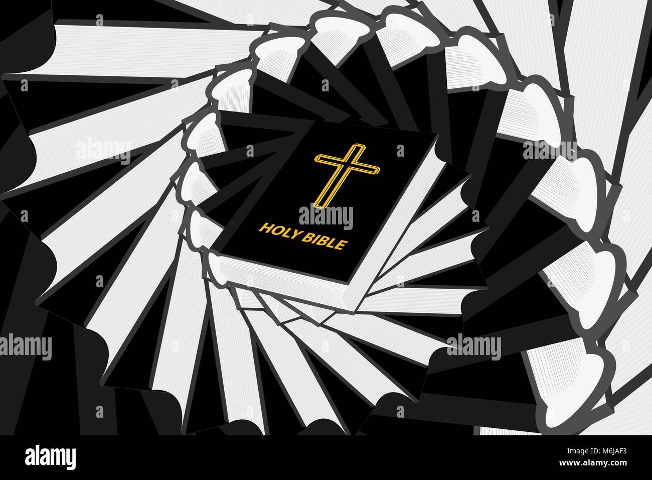 Holy book, Book with cross - vector pattern - black and yellow, Holy ...