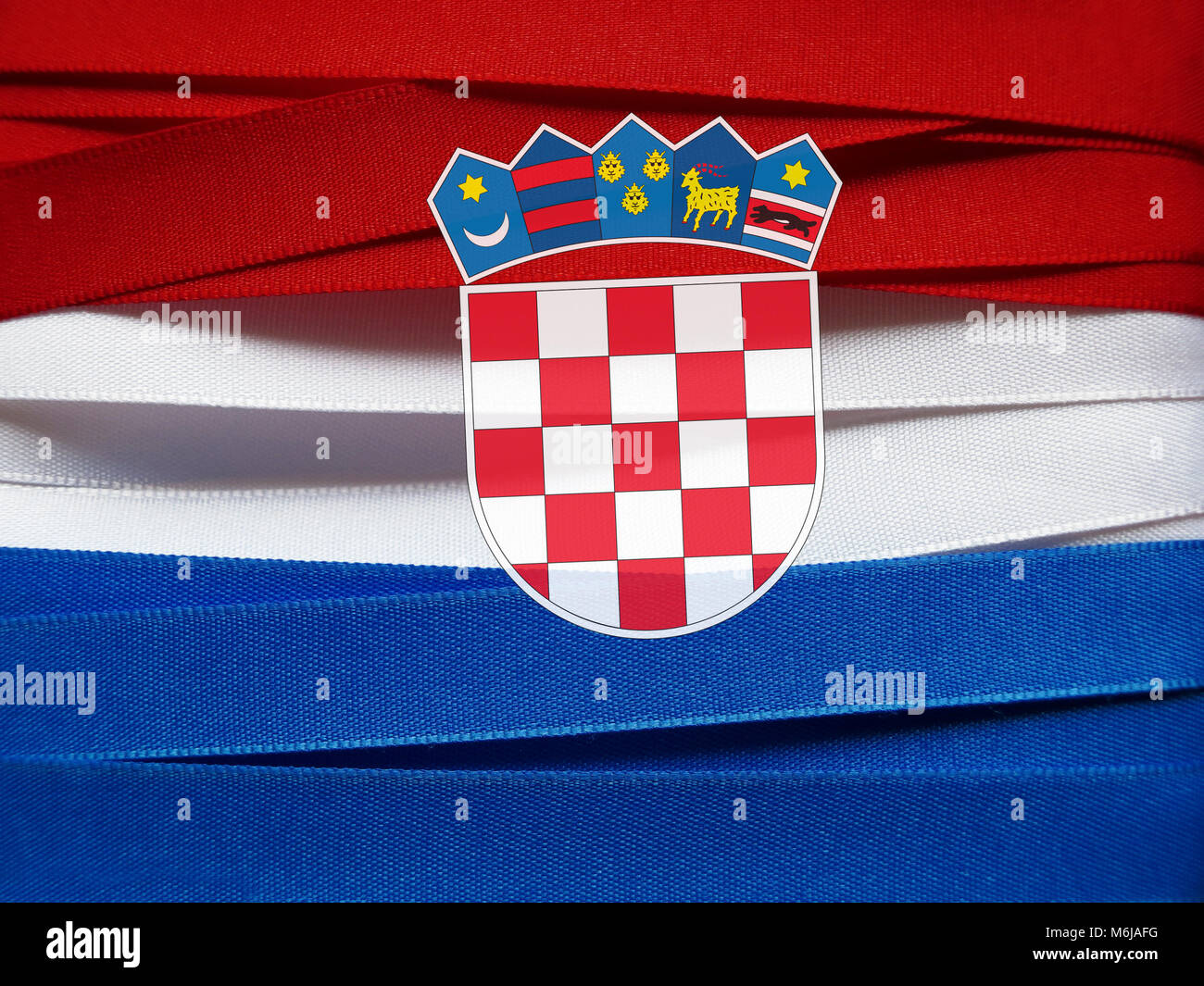 Croatia flag or banner made with red, blue and white ribbons Stock ...