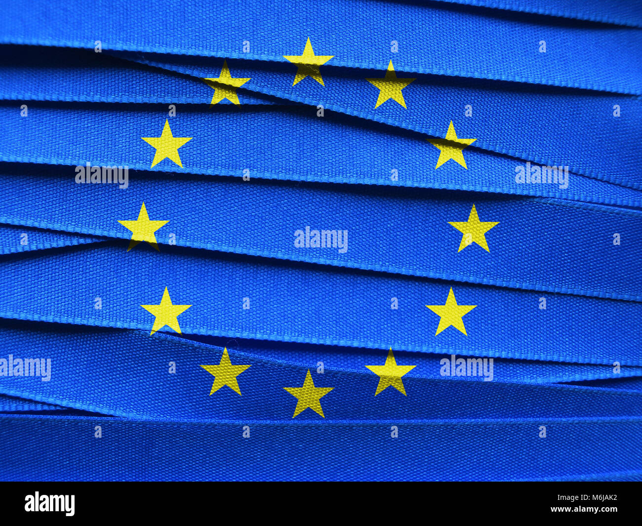 EUROPEAN UNION flag or banner made with blue ribbon Stock Photo - Alamy