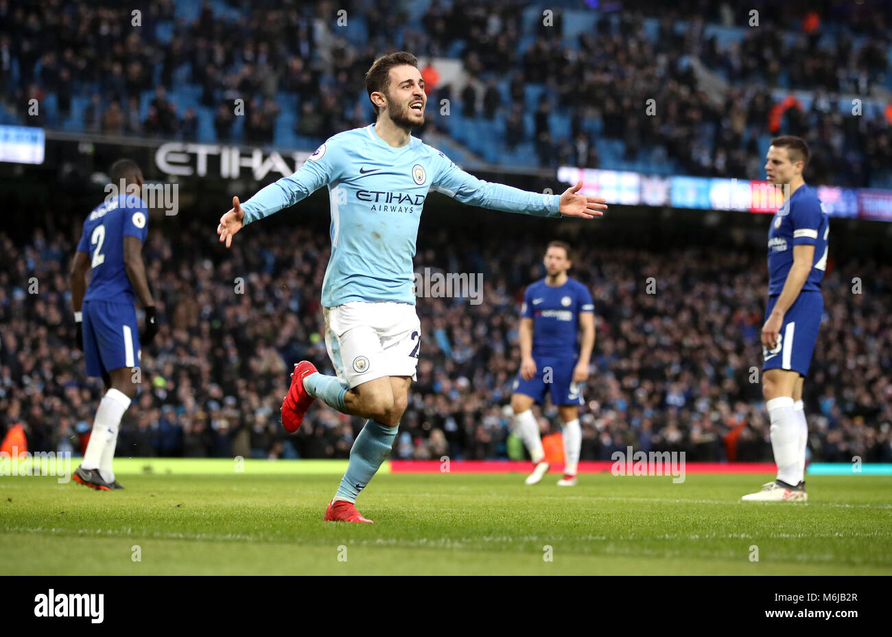 Manchester City's Bernardo Silva celebrates after scoring the game's ...