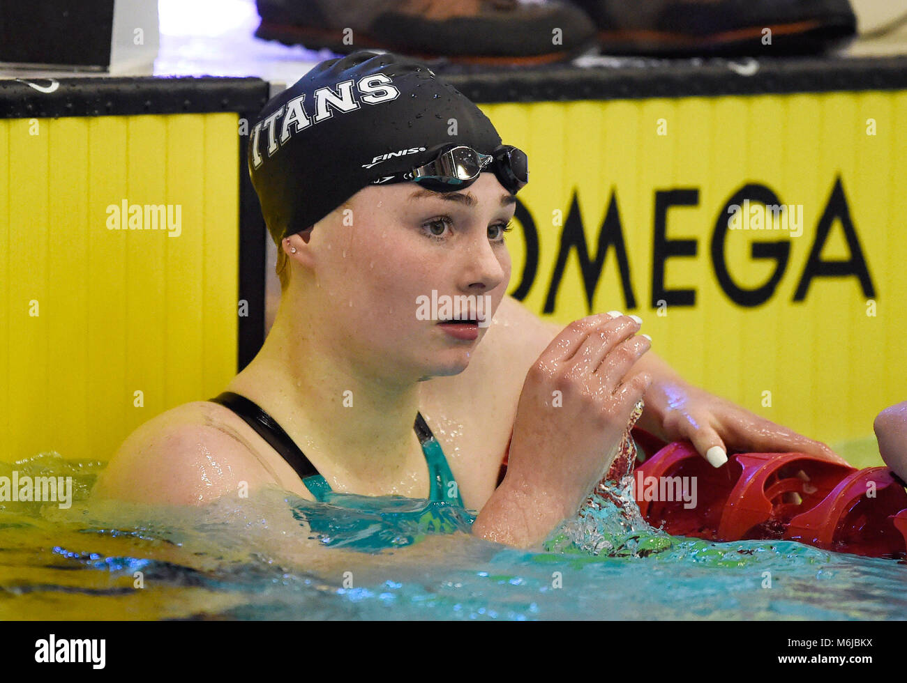 Freya Anderson after winning the Women's 100m Freestyle final during ...
