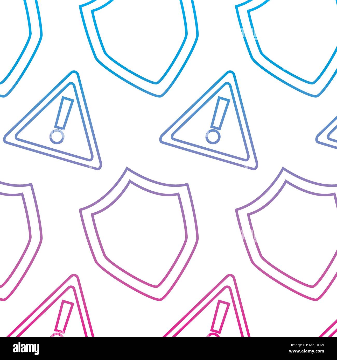 shield protection and warning alert sign digital symbol pattern Stock ...