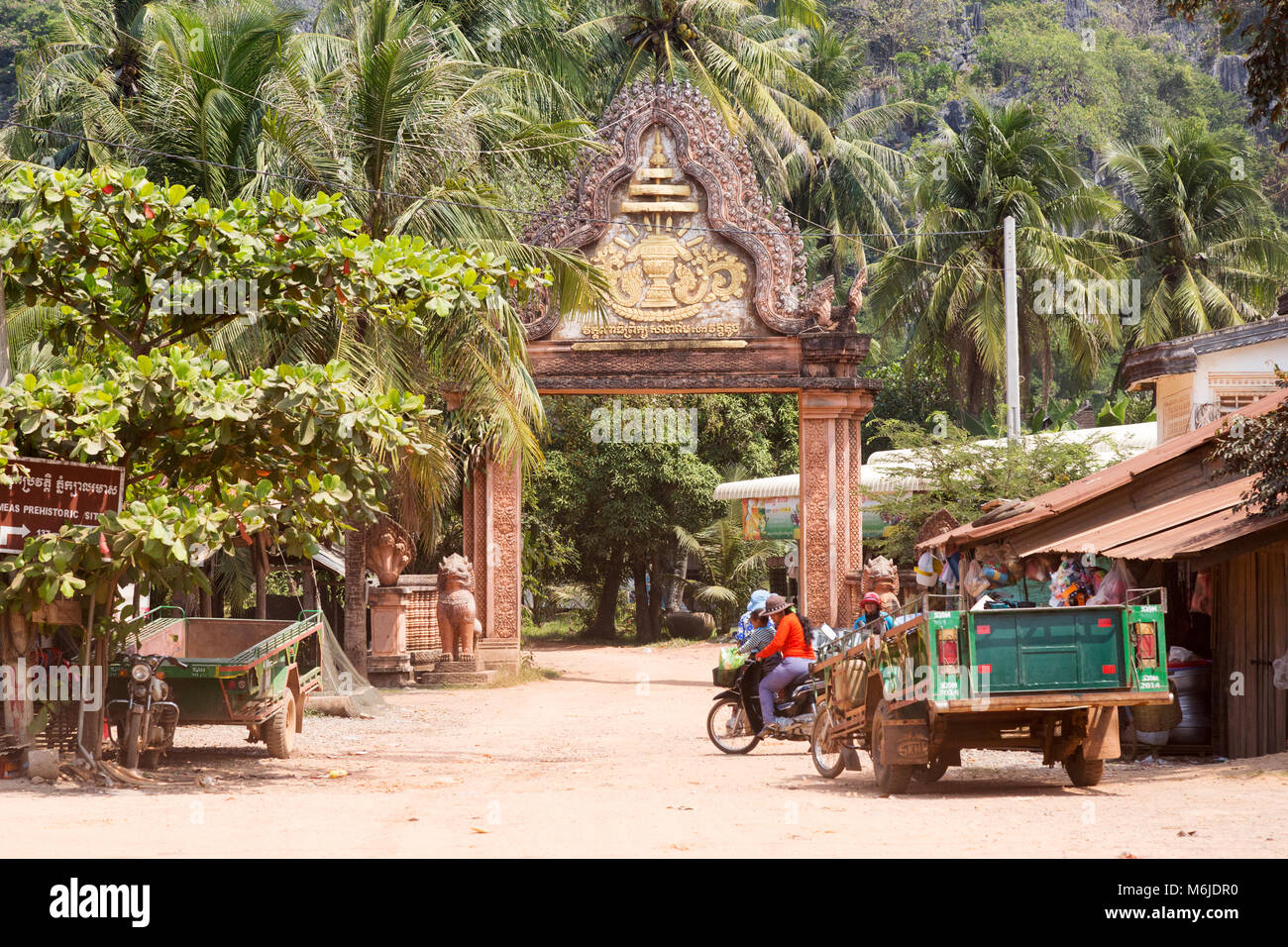 Cambodia village - street scene in a Cambodian village,, Kampot ...