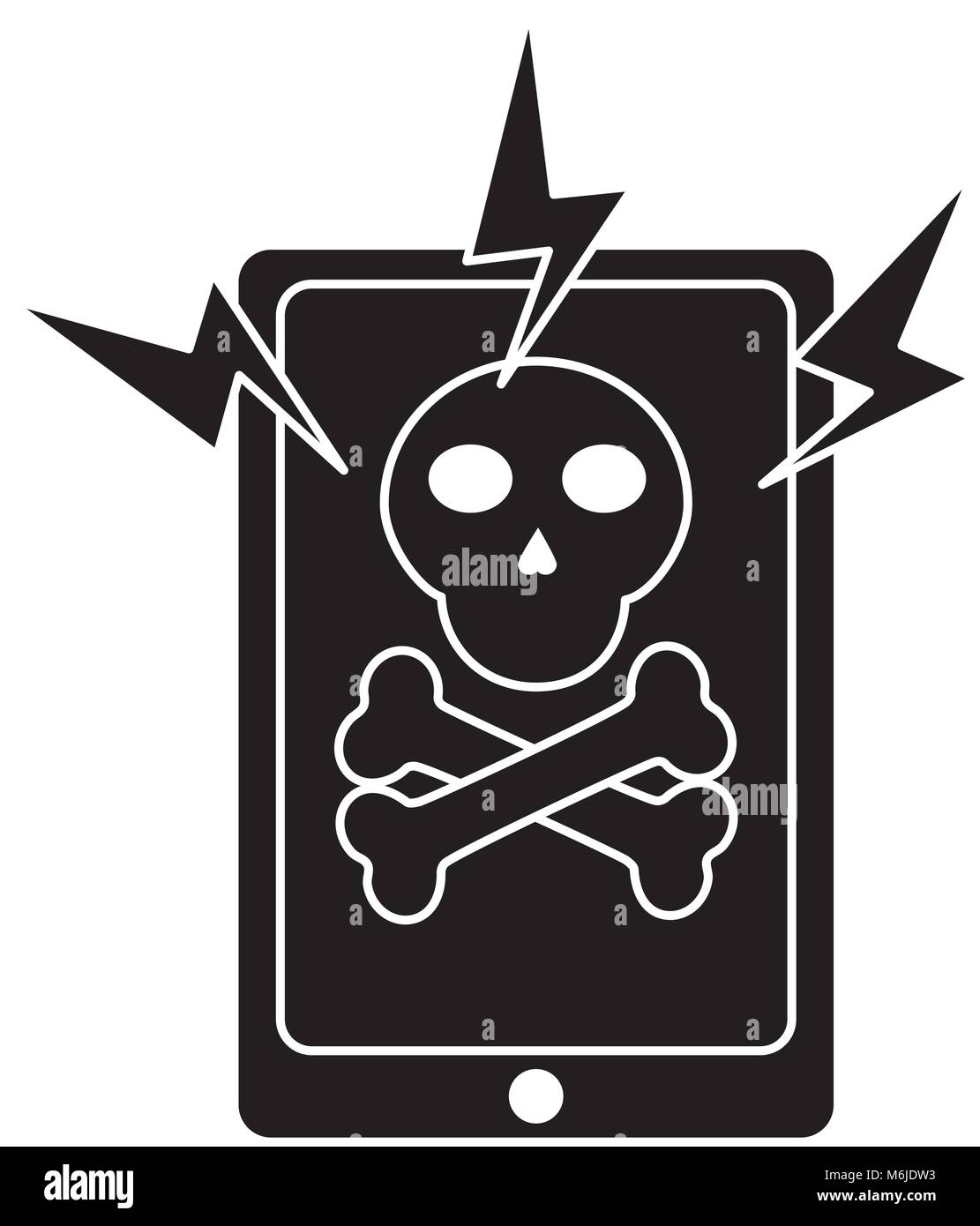 mobile phone and skull bones hazard technology Stock Vector Image & Art ...