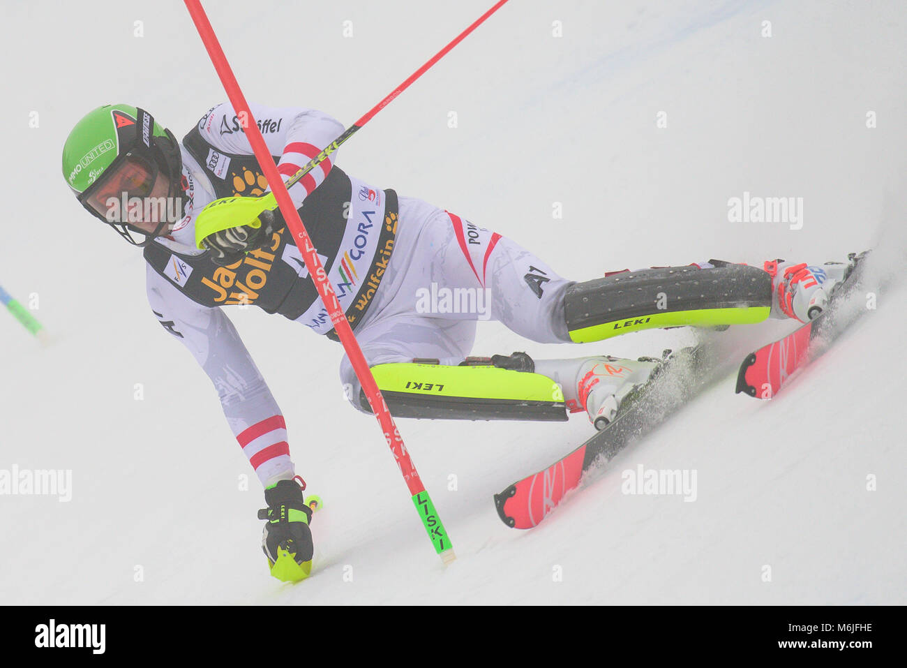 Michael Matt Austria competes during the Slalom race at the Vitranc Cup ...