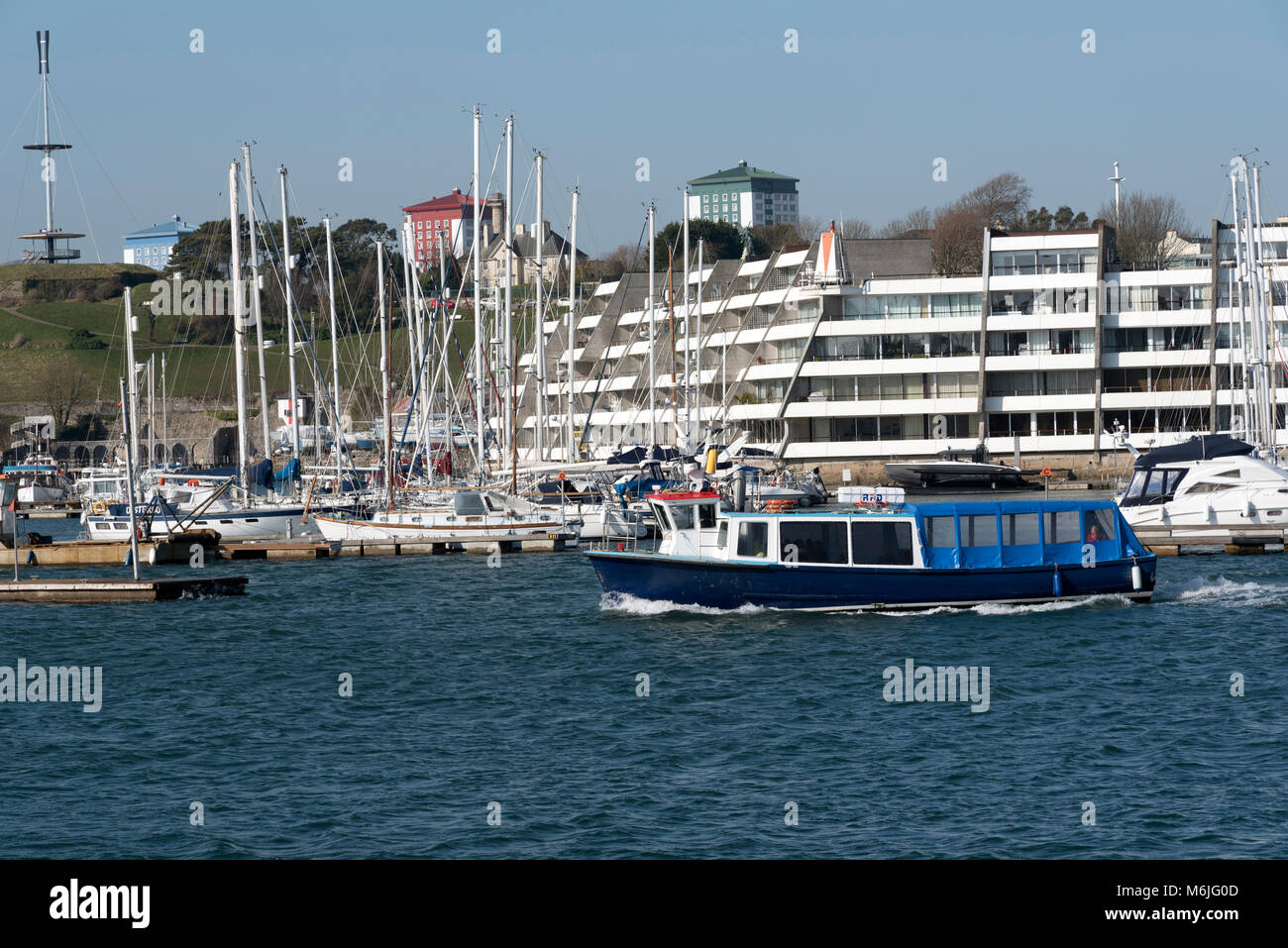 Plymouth, Devon UK. February 2018. The Cremyll ferry passing the ...