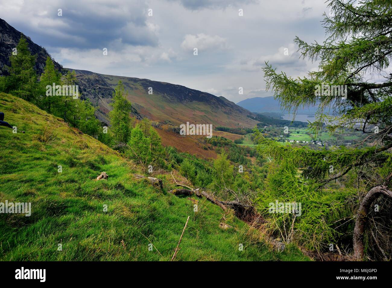 Maiden Moor and Cat Bells from Castle Crag Stock Photo - Alamy