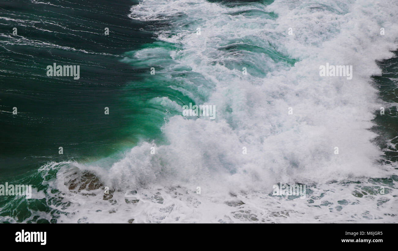 Ocean storm with with big windy waves. Background shot of clear sea ...