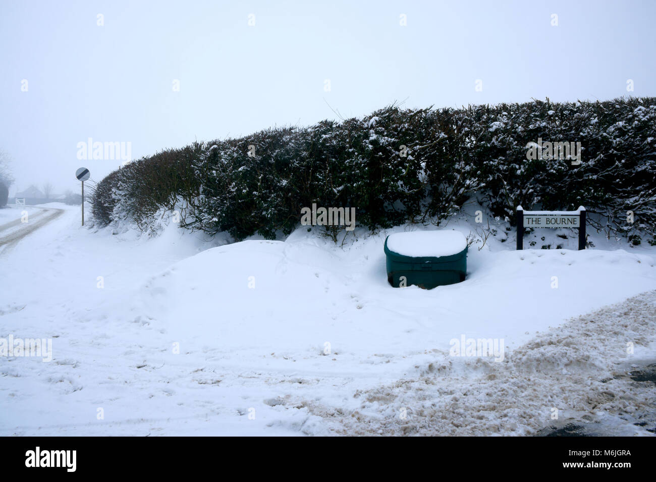 Salt Bin on edge of road through village hit with heavy snow following ...