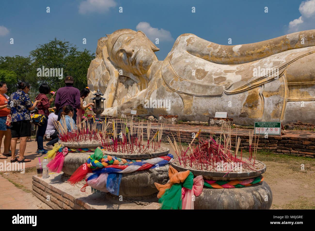 Wat Lokaya SuthaAyutthaya Thailand 01 March, 2018Reclining Buddha in ...