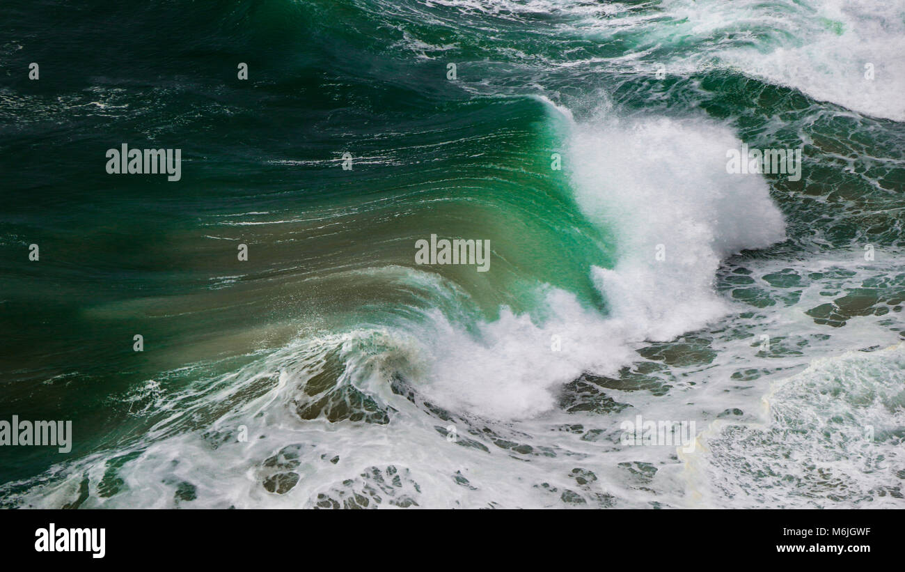 Ocean storm with with big windy waves. Background shot of clear sea ...