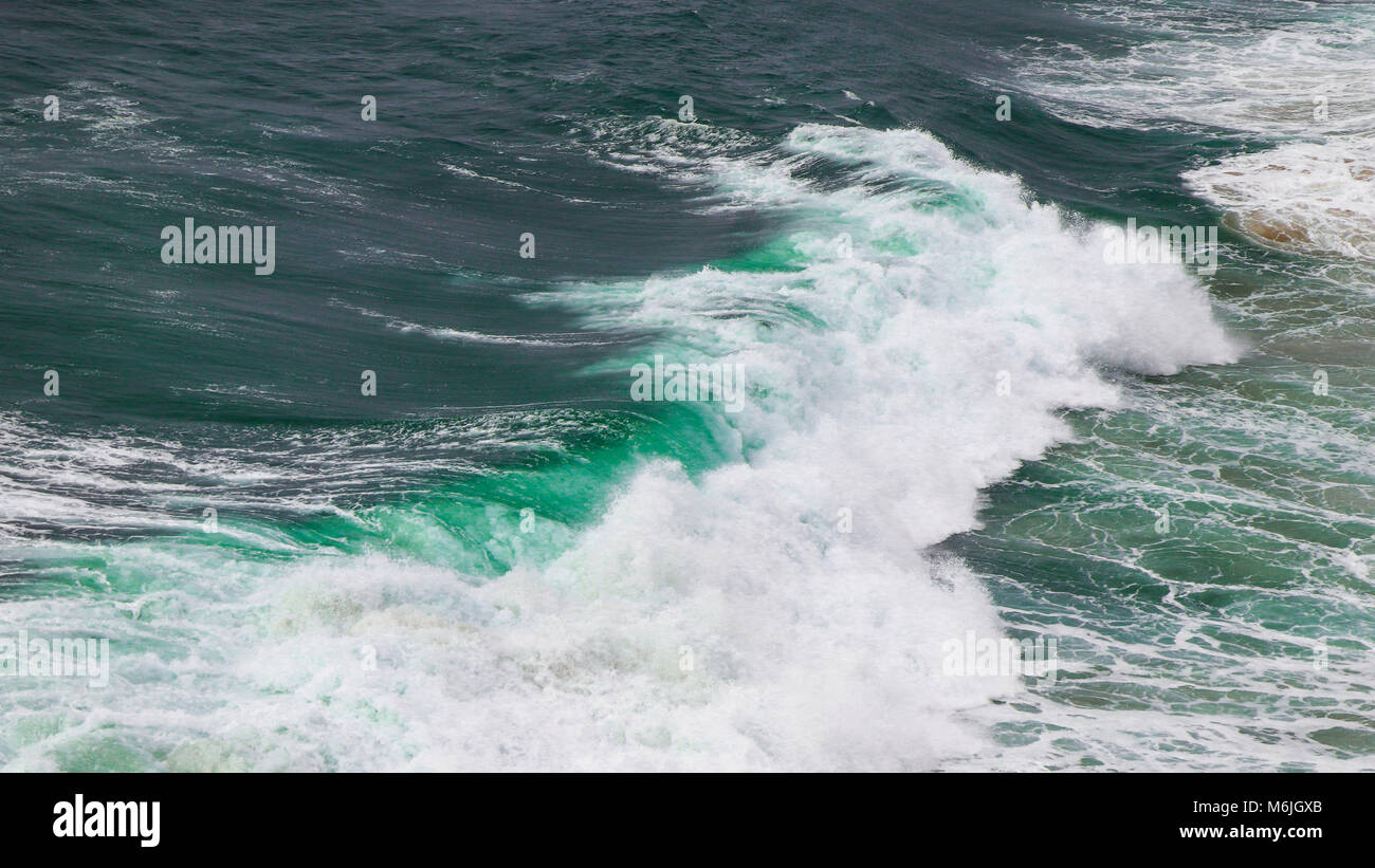 Ocean storm with with big windy waves. Background shot of clear sea ...