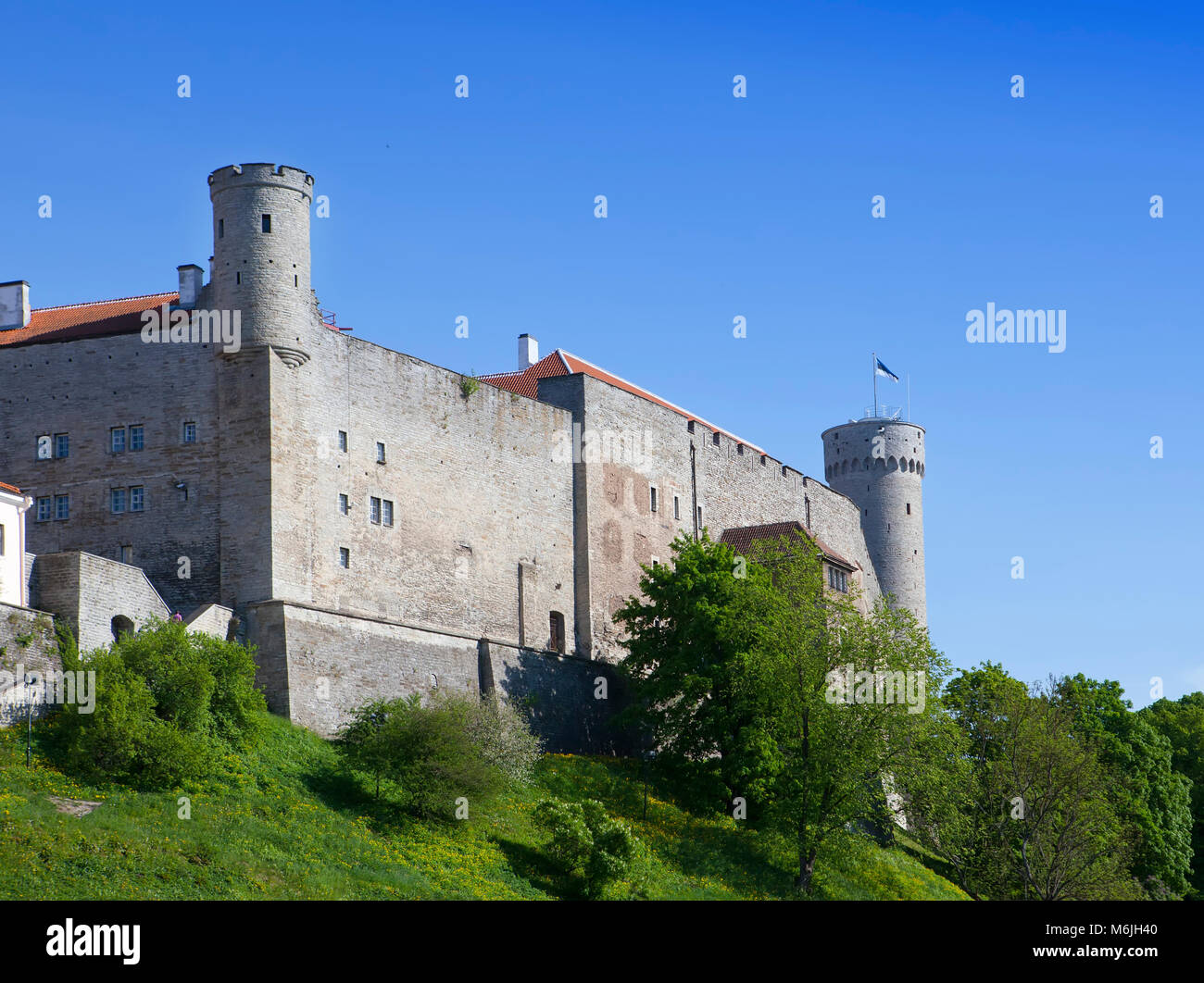 Toompea Castle on Toompea hill (Tall Hermann tower). Tallinn, Estonia ...