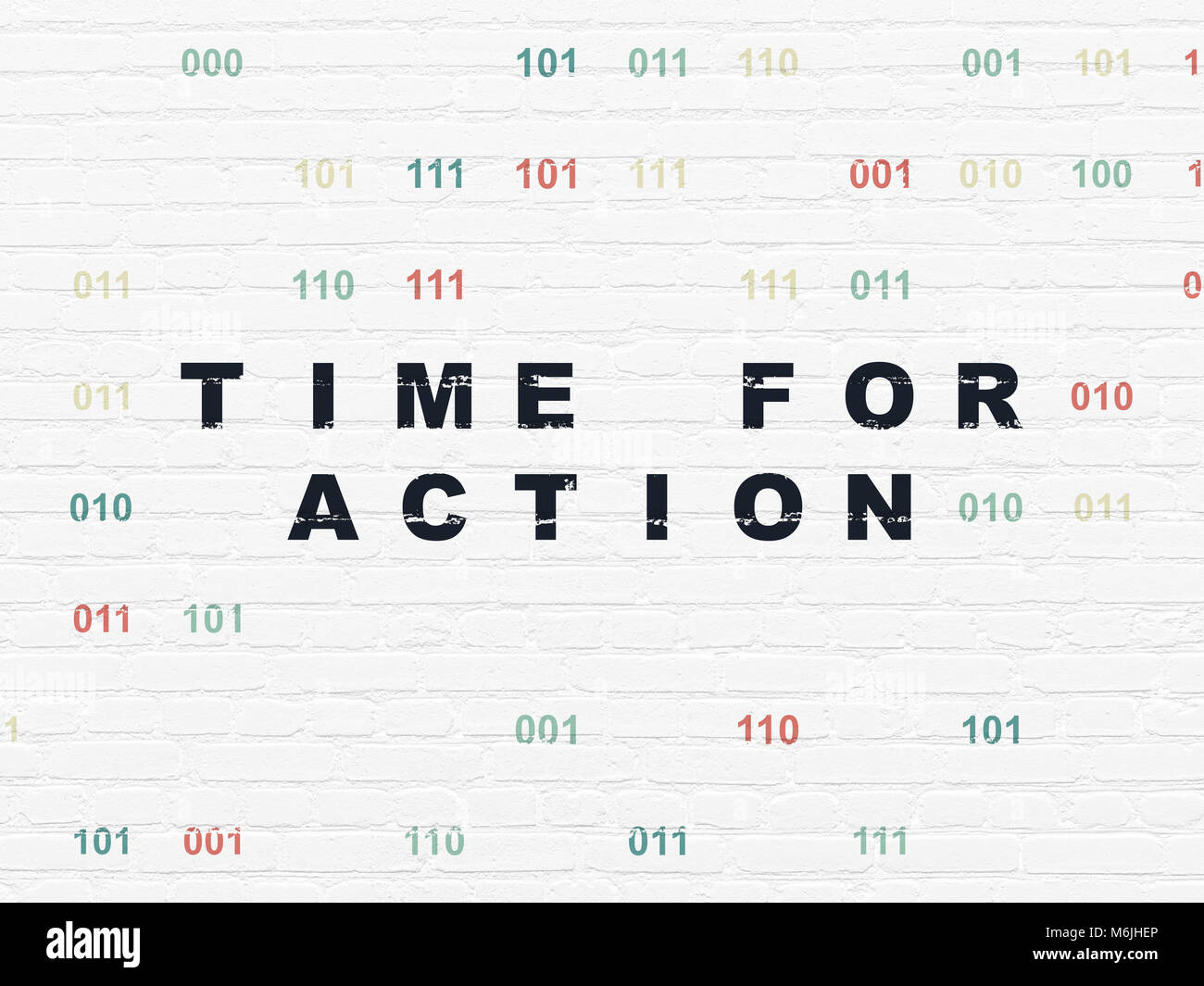 Time concept: Time for Action on wall background Stock Photo - Alamy