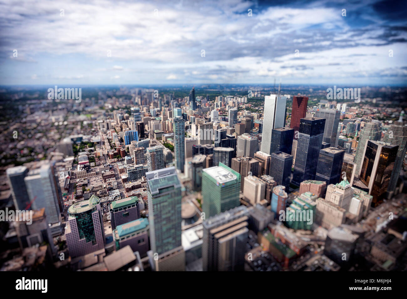 Aerial view of modern skyscrapers and office buildings in Toronto ...