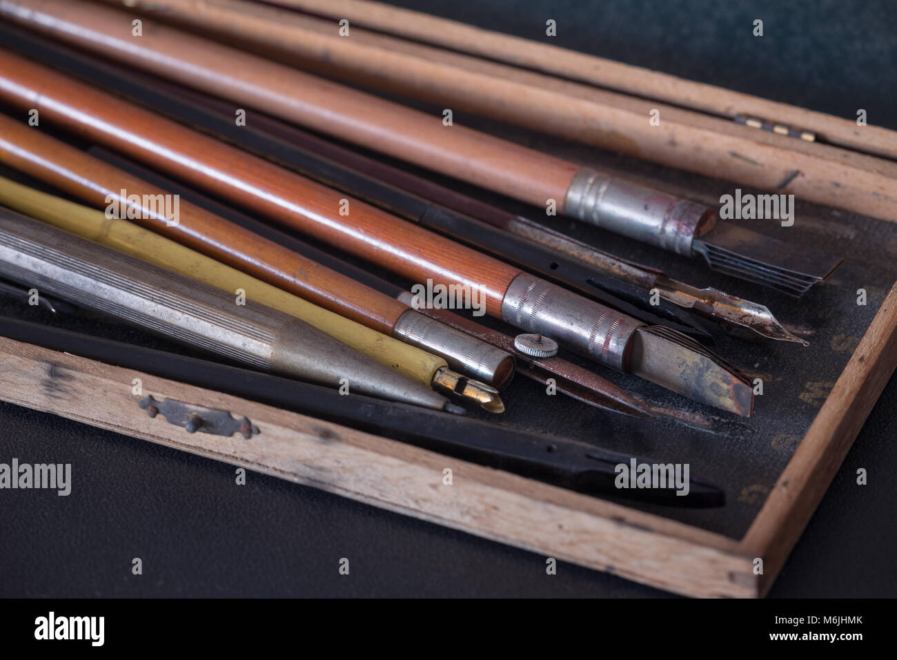 Old school, drafting and drawing accessories / vintage Stock Photo - Alamy