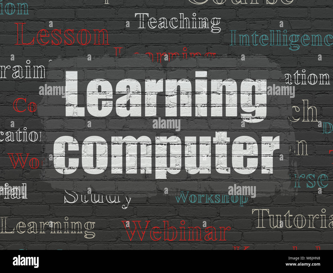Learning concept: Learning Computer on wall background Stock Photo - Alamy