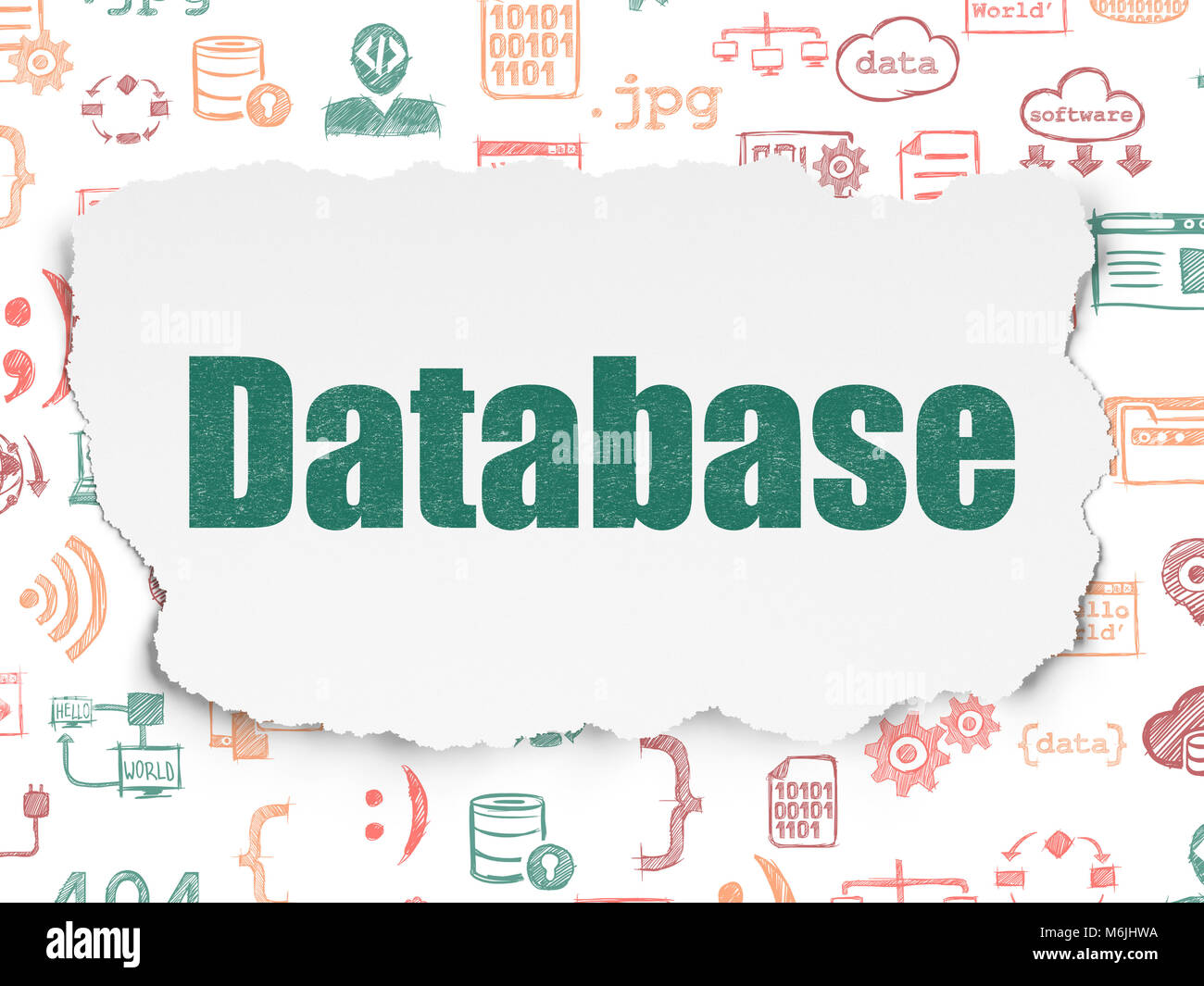 Programming concept: Database on Torn Paper background Stock Photo - Alamy