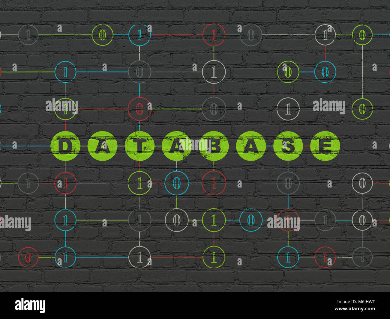 Database concept: Database on wall background Stock Photo - Alamy