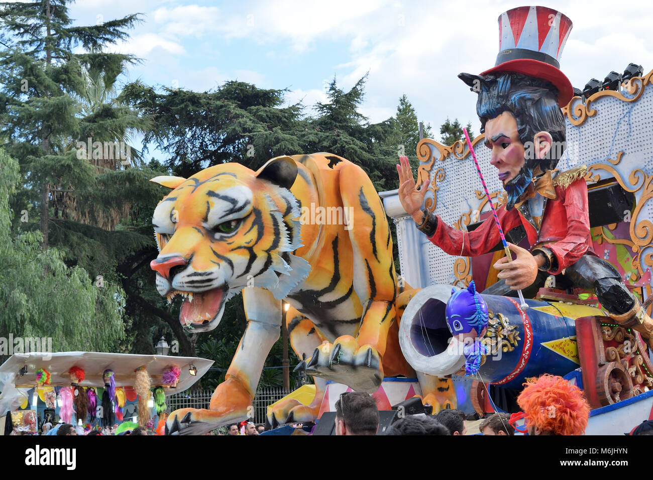 Acireale (CT), Italy - February 11, 2018: detail of a allegorical float ...