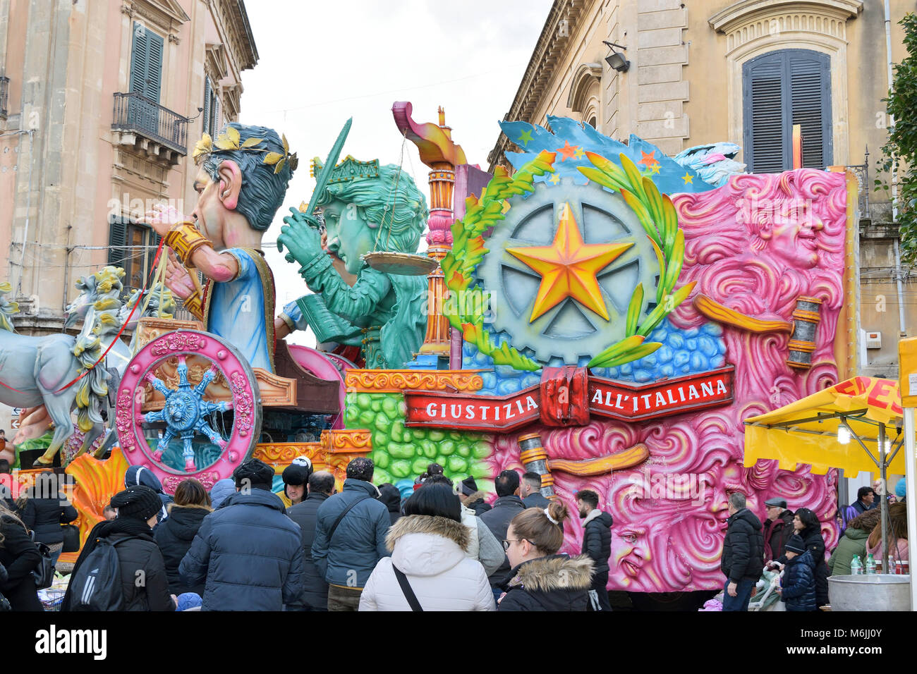 Acireale (CT), Italy - February 11, 2018: detail of a allegorical float ...