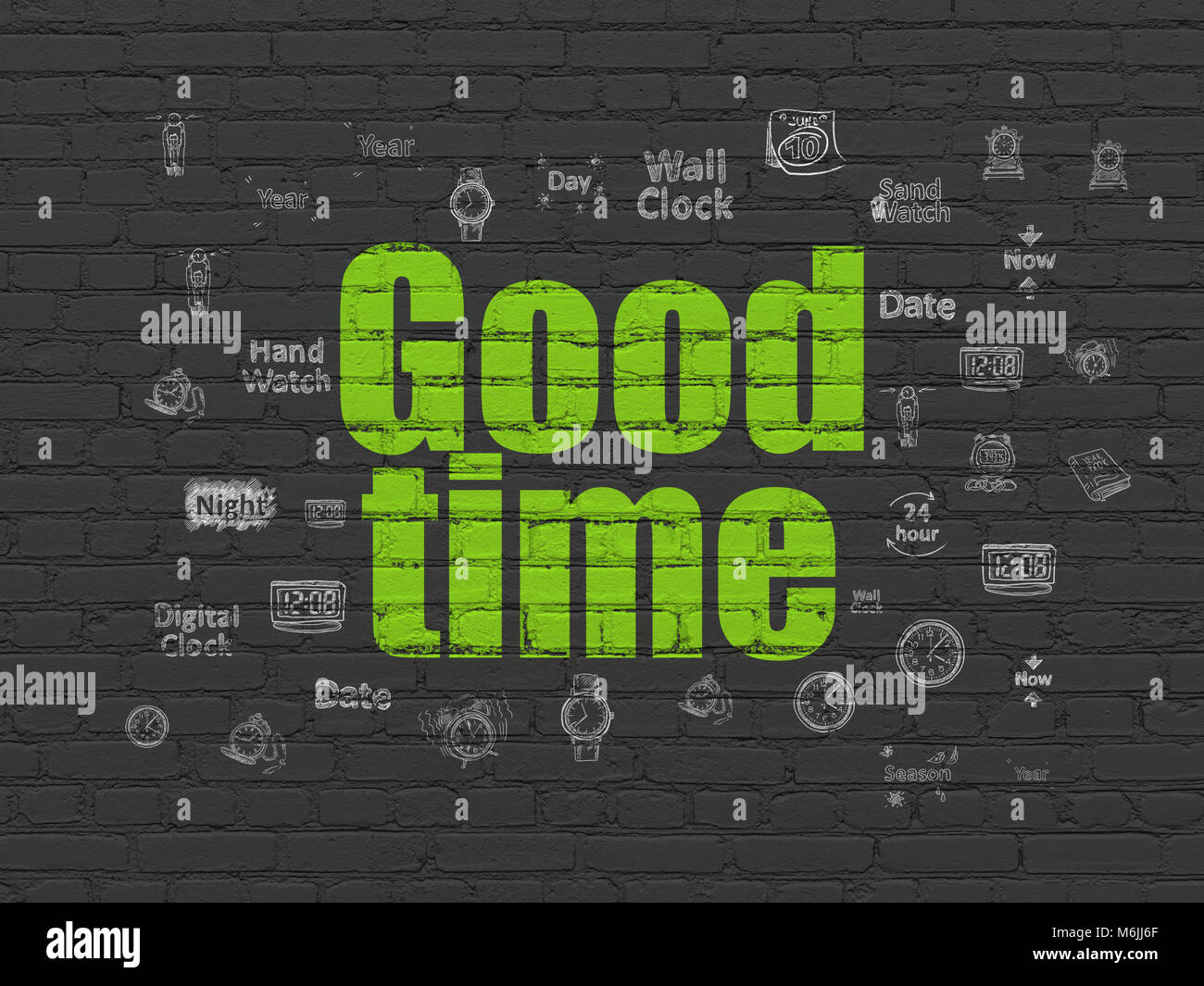 Timeline concept: Good Time on wall background Stock Photo - Alamy