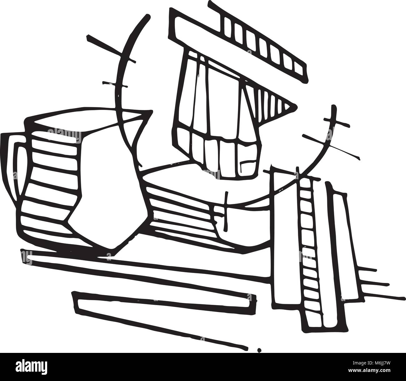 Hand drawn vector illustration or drawing of the biblical scene of the ...