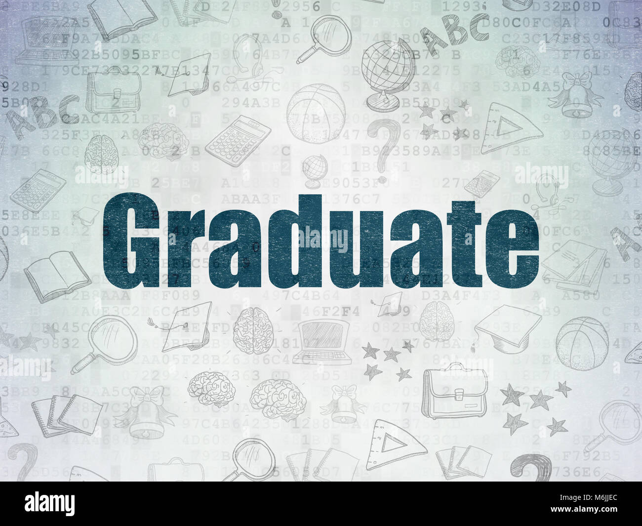 Learning concept: Graduate on Digital Data Paper background Stock Photo ...