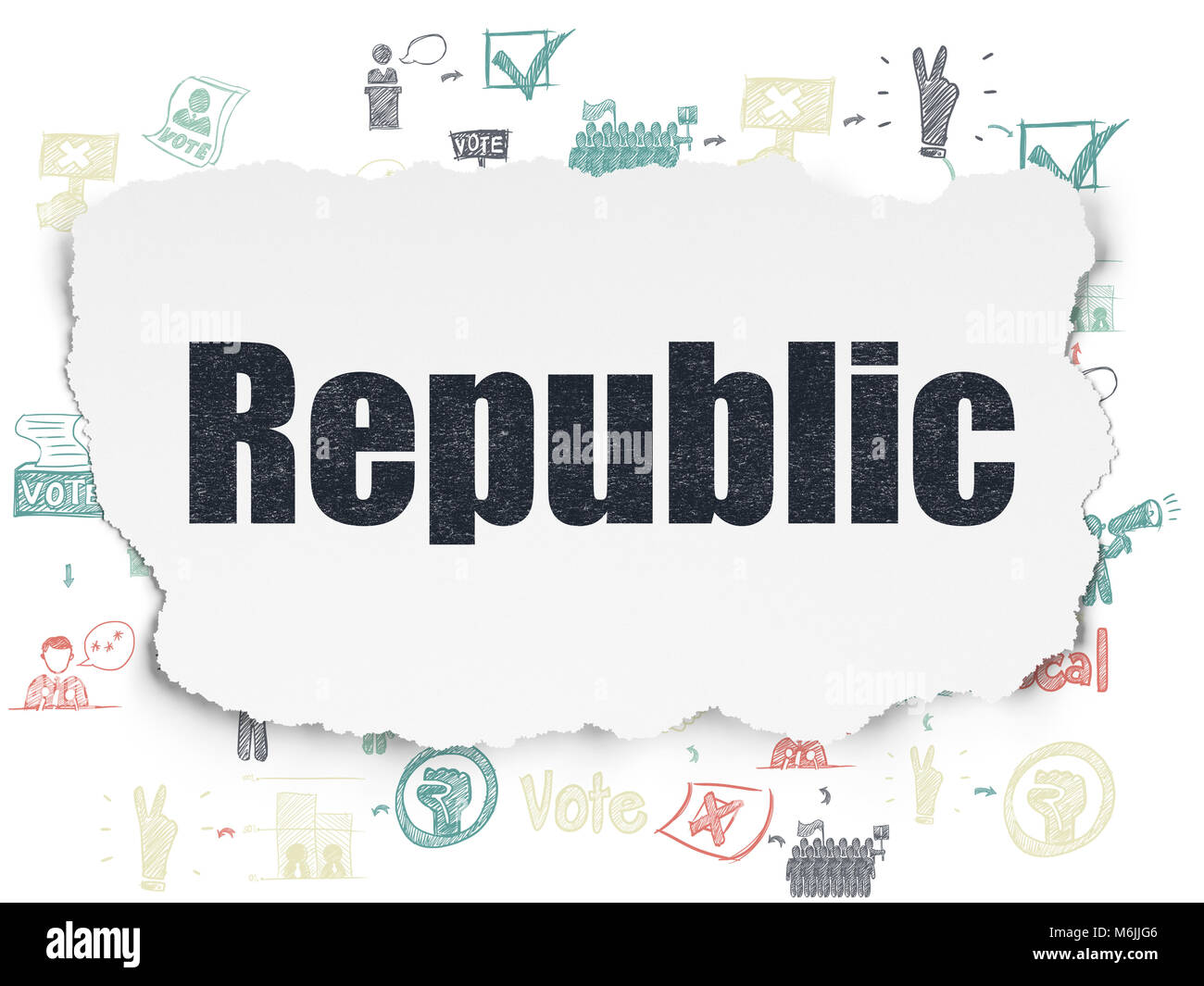 Political concept: Republic on Torn Paper background Stock Photo - Alamy
