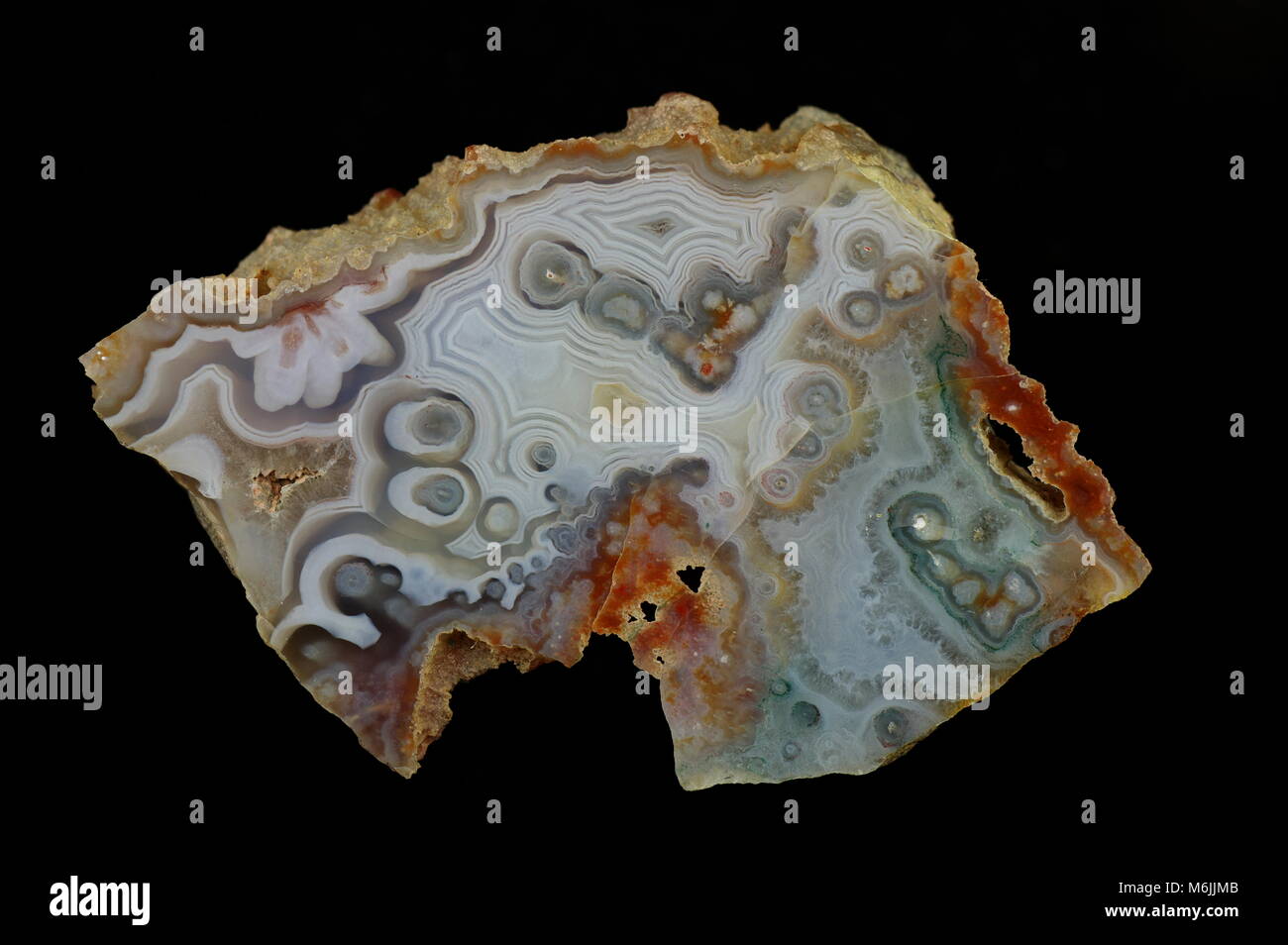 Eyelet agate, cross section of stalactites. Origin: Rudno near Krakow ...