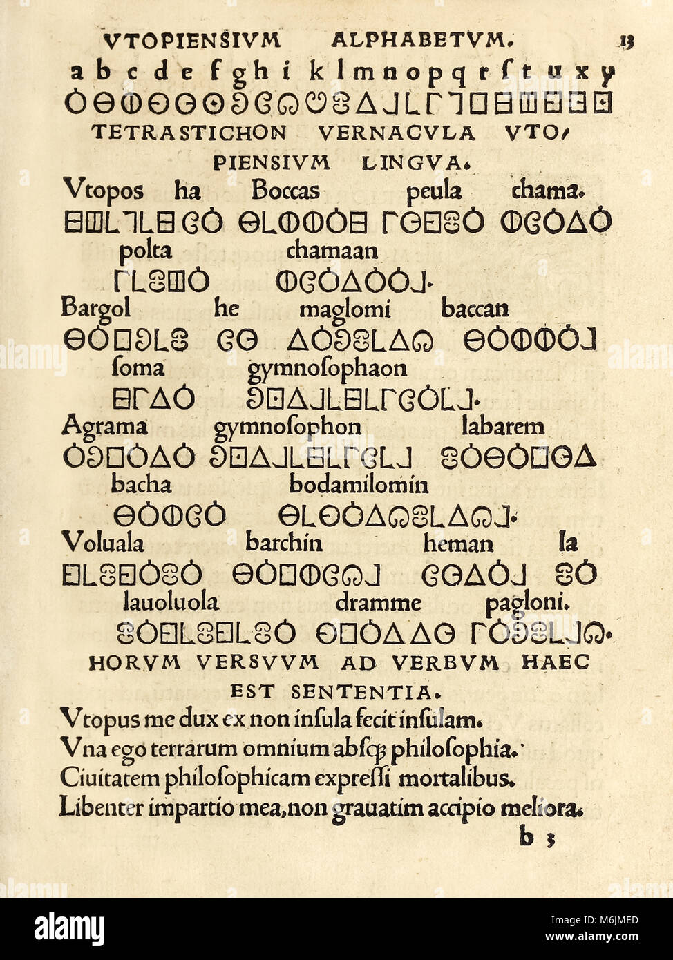 ‘Utopiensium Alphabetum’ (Utopian Alphabet) from the 1518 third edition ...