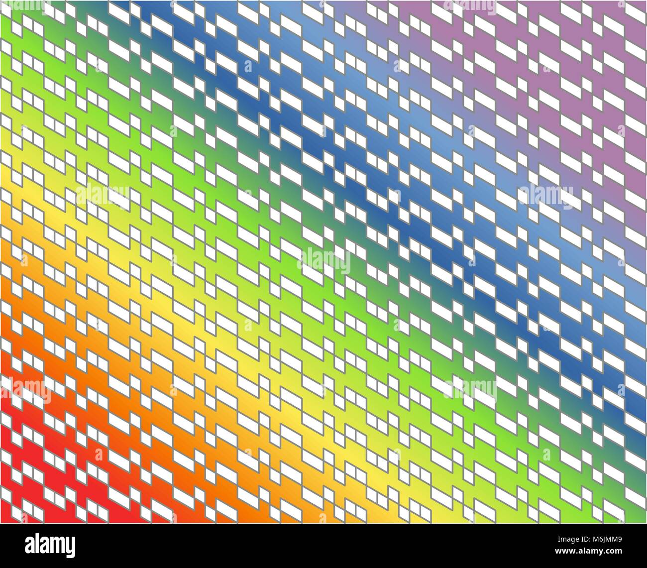 Abstract white geometric pattern with gray lines on colorful rainbow ...