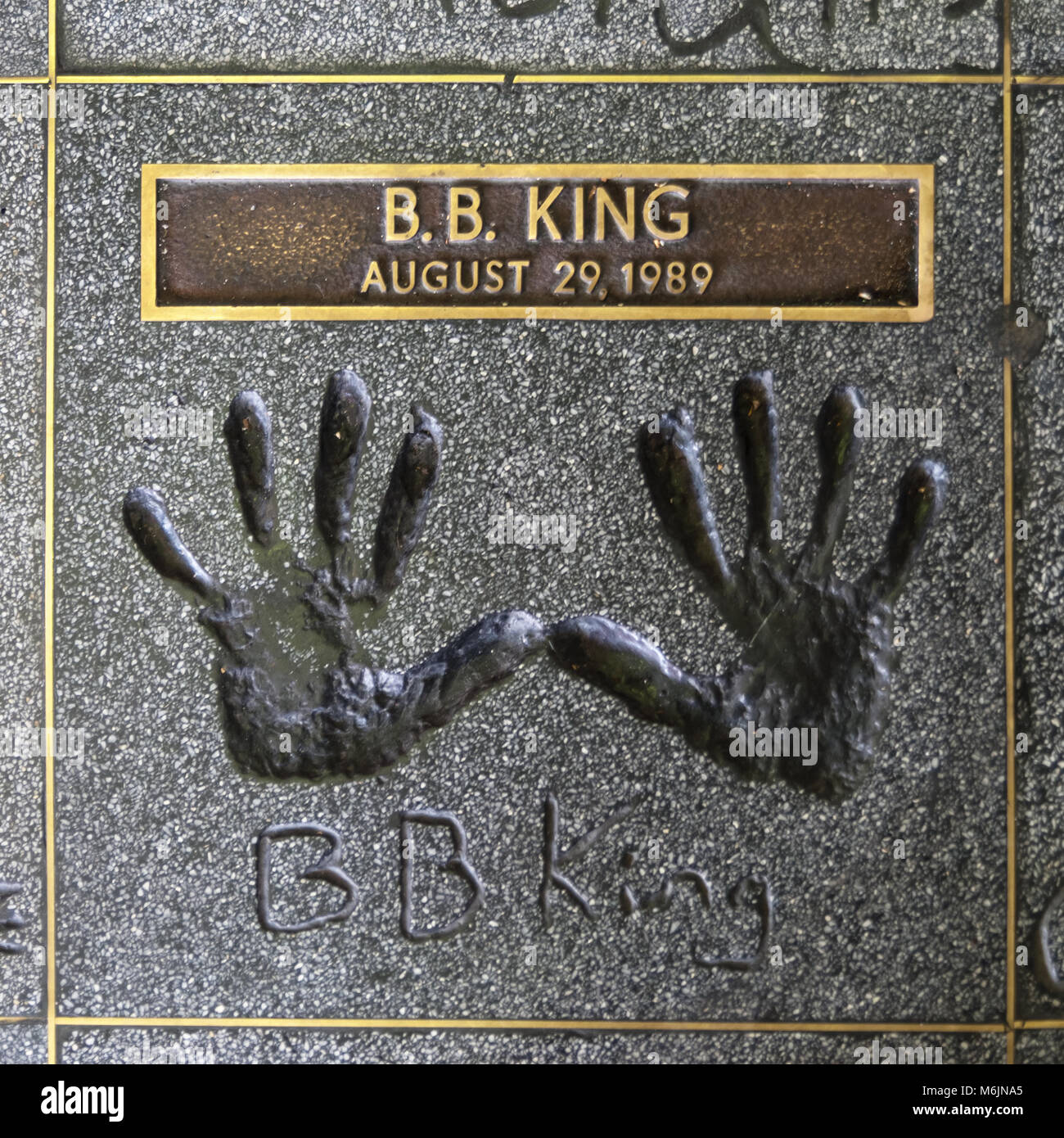 Handprints of the great bluesman B.B. KING at the Hollywood Rockwalk of ...