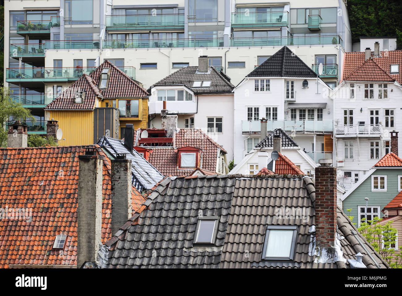 Bergen, Norway. View of historical buildings in Bryggen- Hanseatic ...