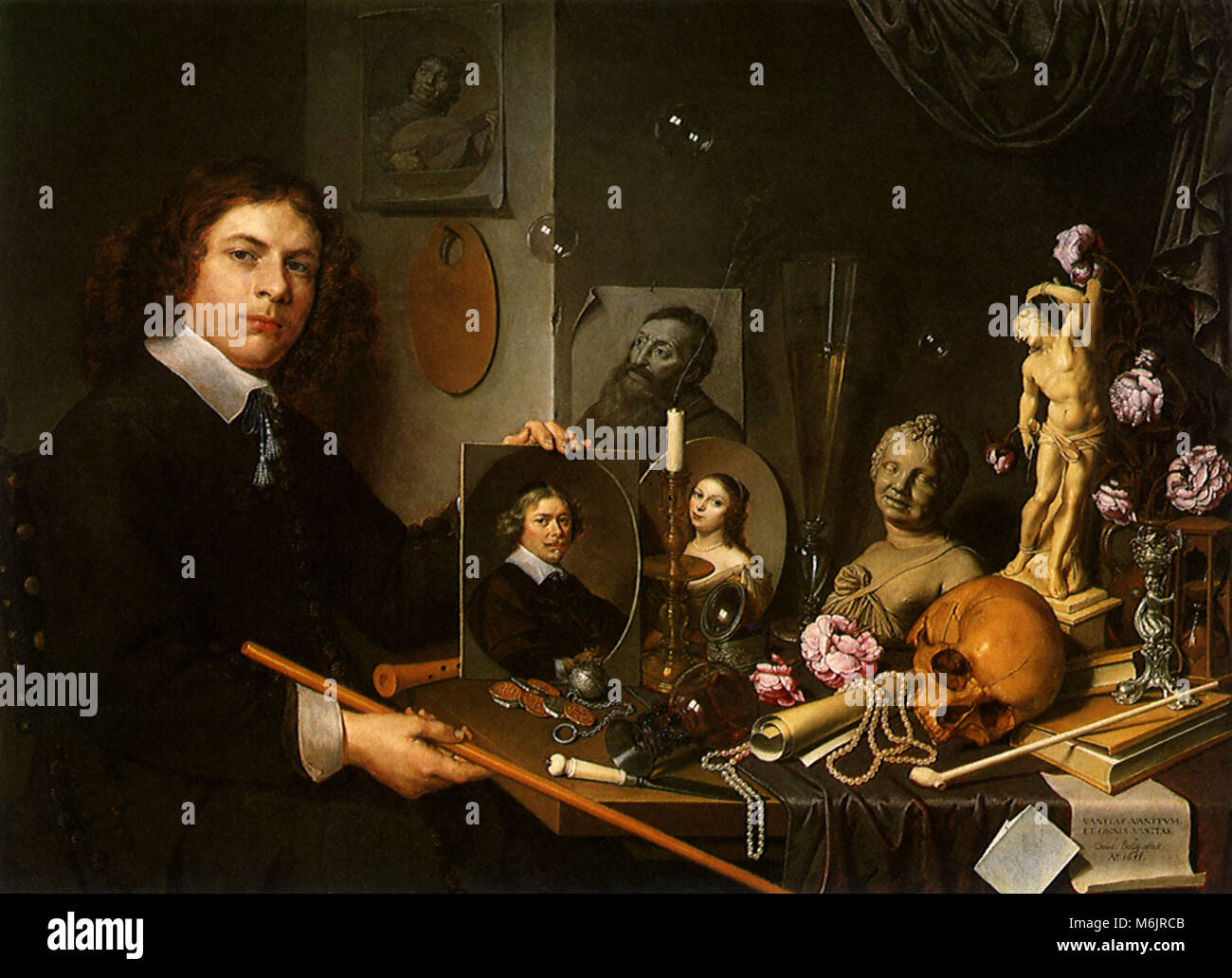 Self Portrait with Vanitas Symbols, Bailly, David, 1651 Stock Photo - Alamy
