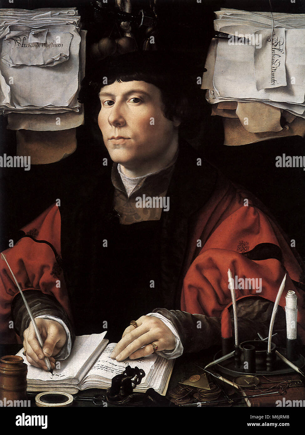 Portrait of a merchant jan gossaert hi-res stock photography and images ...