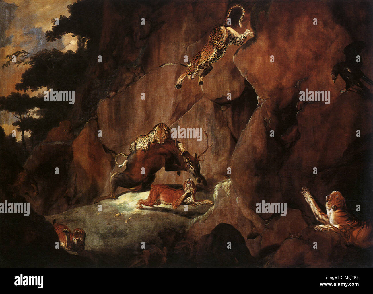 Stag and Wild Beasts, Ruthart, Karl Andreas, 1716 Stock Photo - Alamy