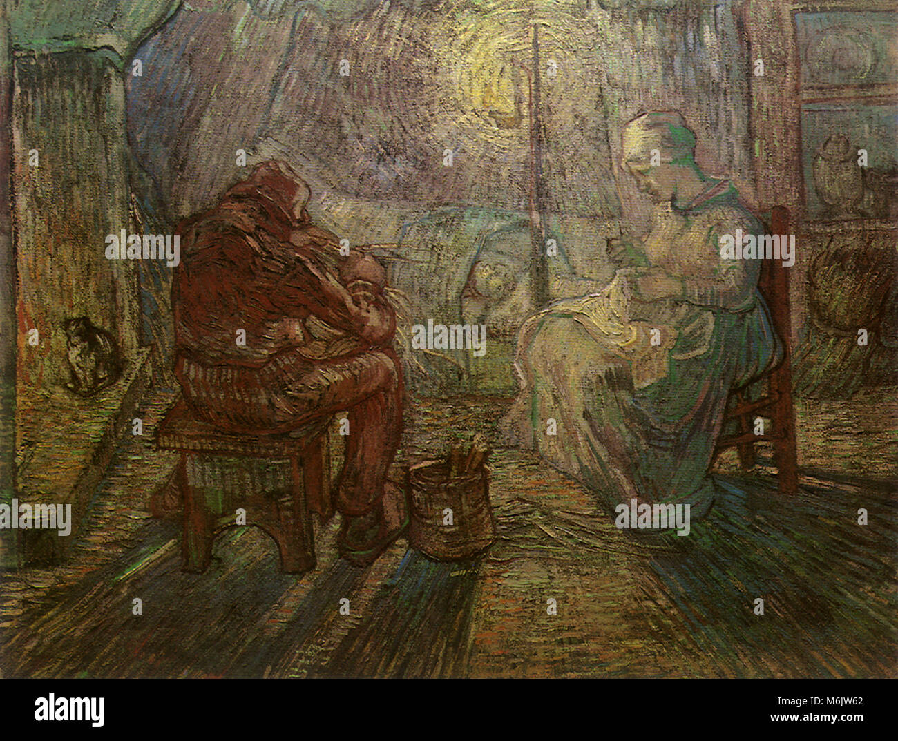Evening: The Watch, Van Gogh, Vincent Willem, 1889 Stock Photo - Alamy