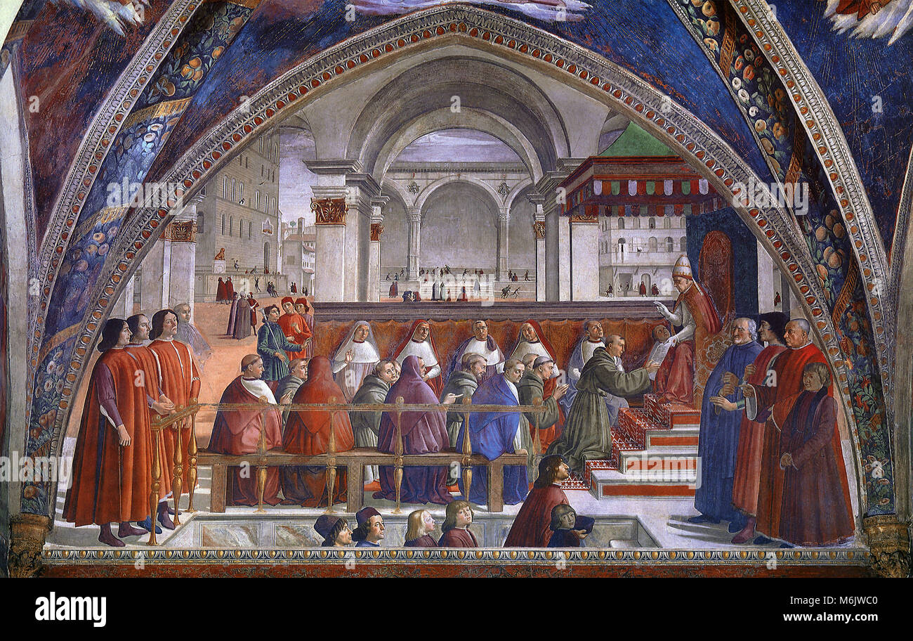 Confirmation of the Franciscan Rule by Pope Honorius 1486, Ghirlandaio ...