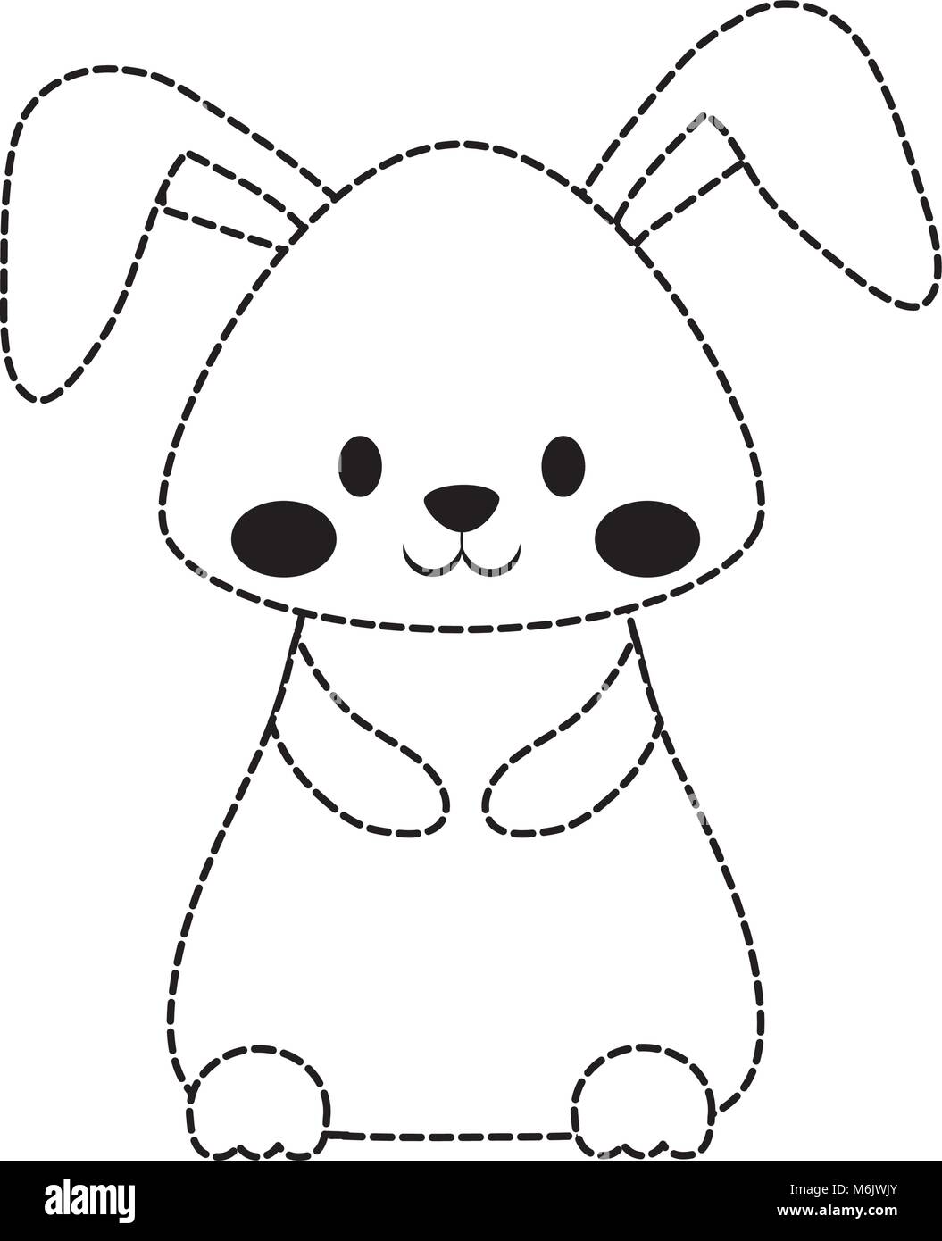 uncolored easter rabbit standing sticker vector illustration Stock ...