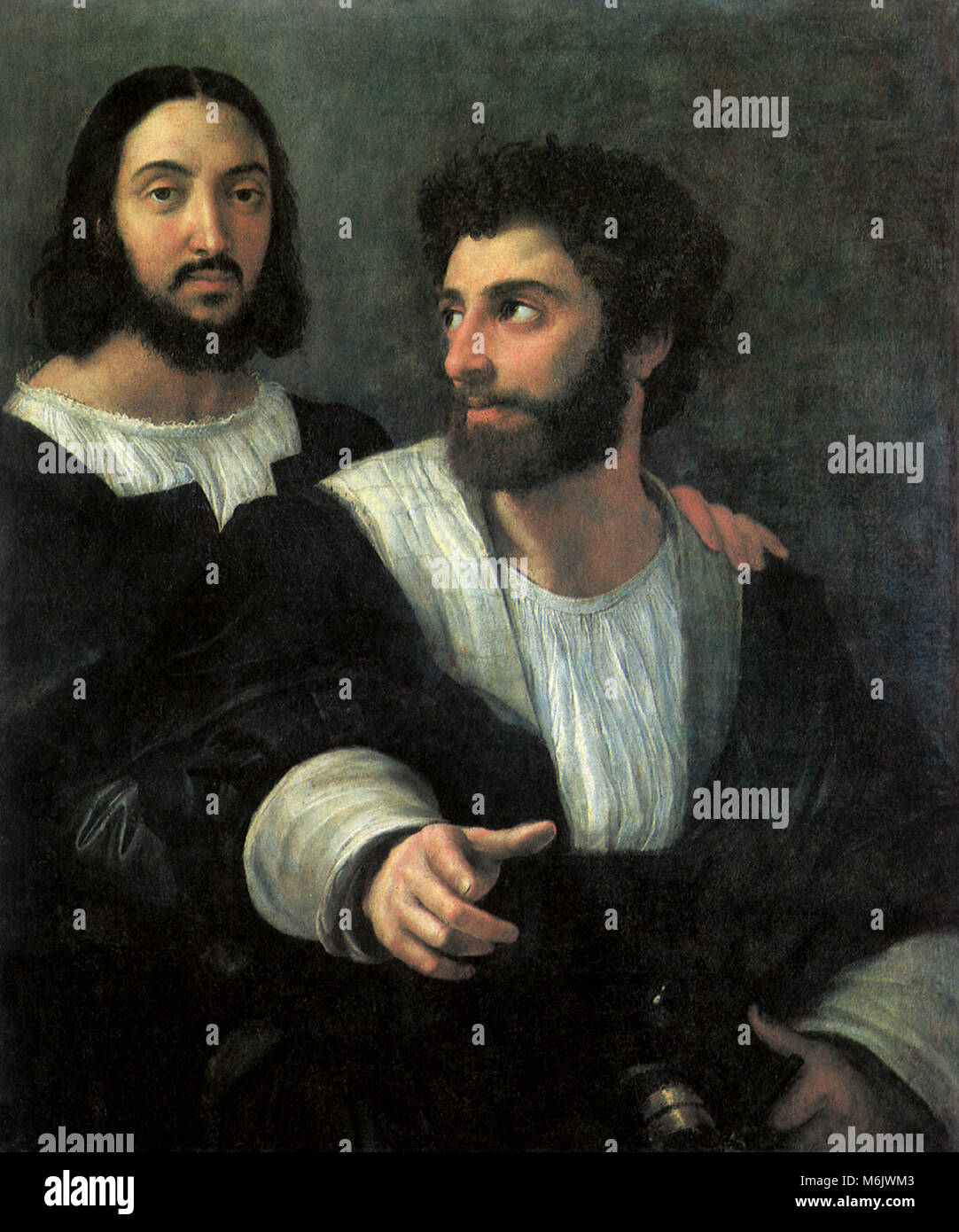 Portrait of Raphael and his Fencing Master, Raphael, Raffaello S., 1515 ...