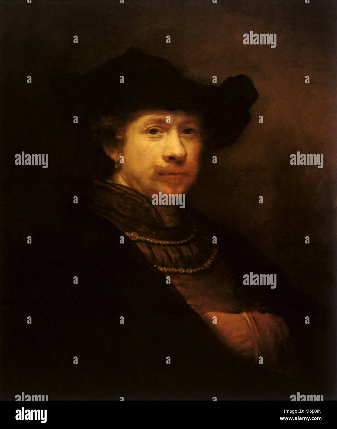 Fake 'Self-portrait' of Rembrandt, Rembrandt, Imitator of, 1643 Stock ...