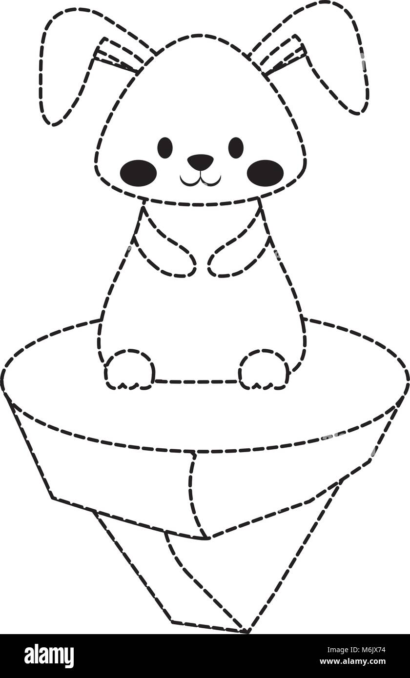 uncolored rabbit with easter egg sticker over white background vector ...